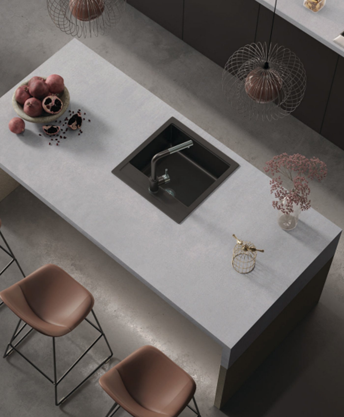 שיש למטבח פולו סטון דגם BETON LIGHT משי - שיש ג'אן